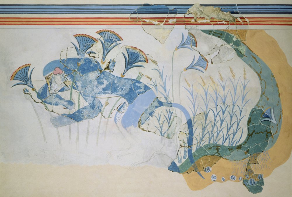 Blue Monkey Fresco, Palace of Knossos, Crete by Minoan