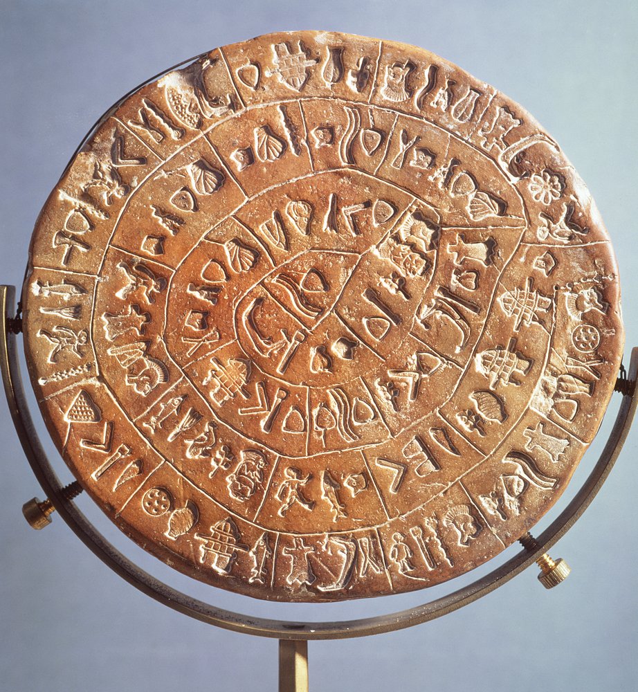 The Phaistos Disc, with symbols of unknown significance, from Crete, c ...