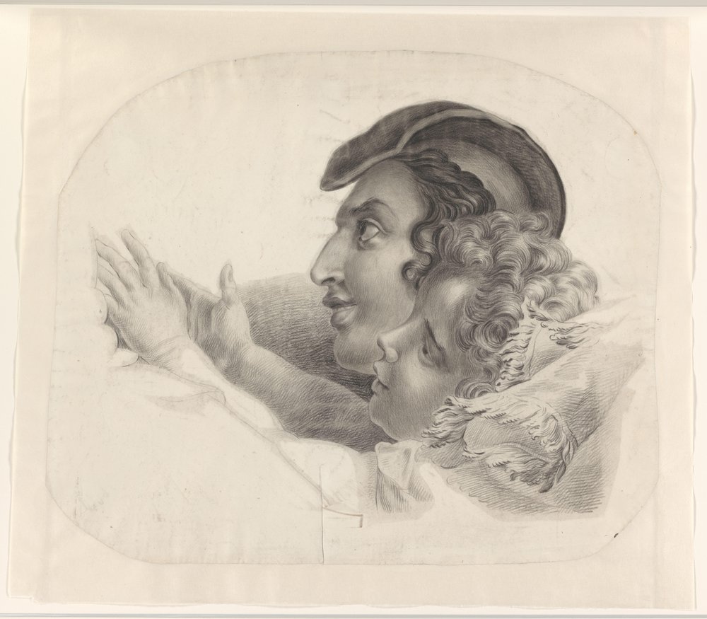 Heads of a Mother with Child, Facing Left by Monogrammist AC
