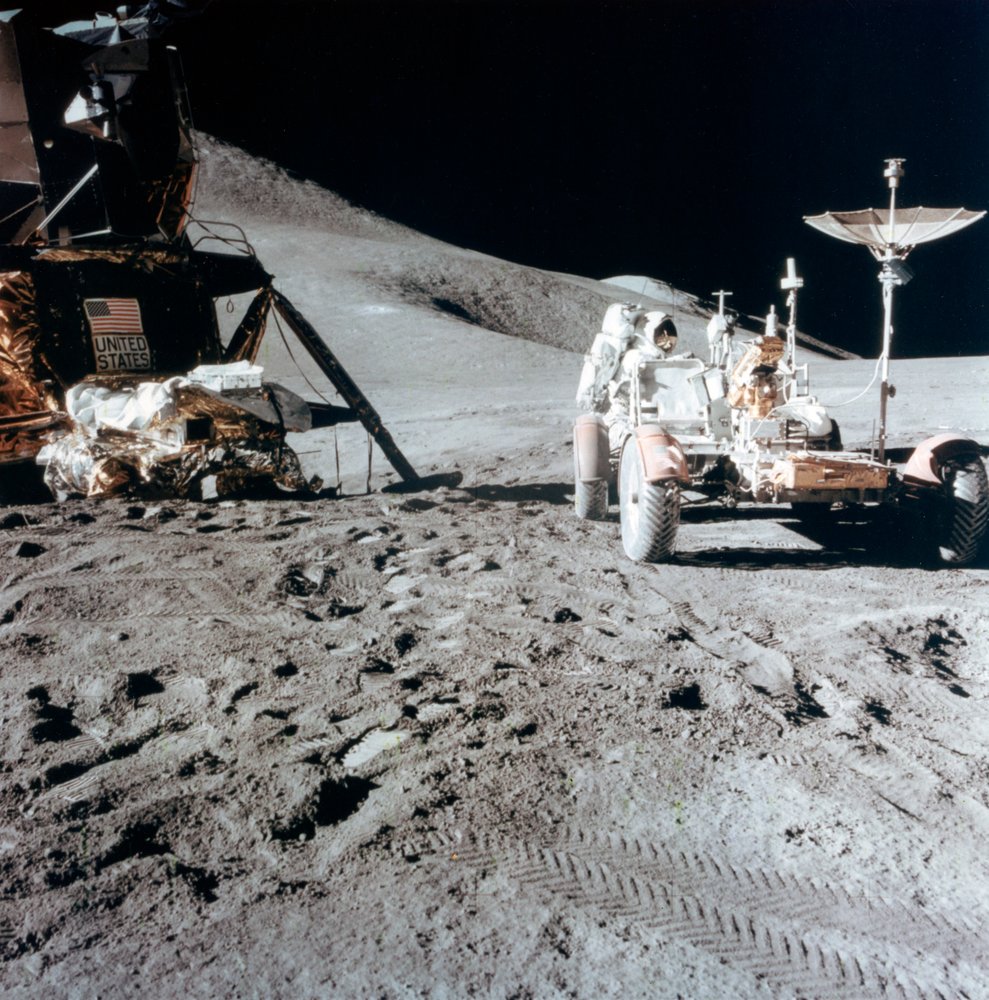 James Irwin with the Lunar Roving Vehicle during Apollo 15