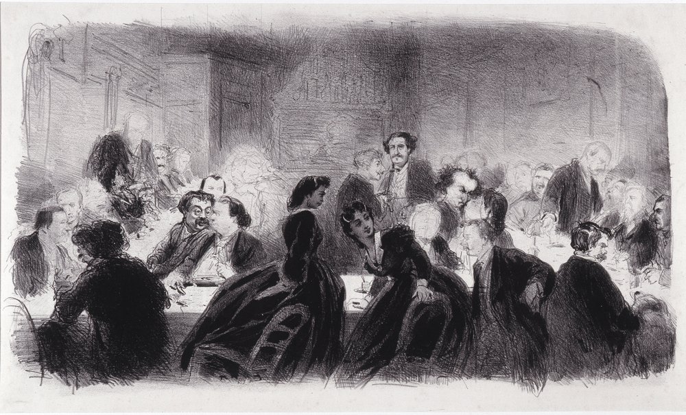 Anonymous lithograph representing literary and artistic personalities ...