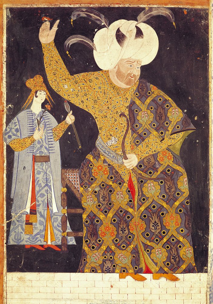 Portrait of Sultan Selim II firing a bow and arrow
