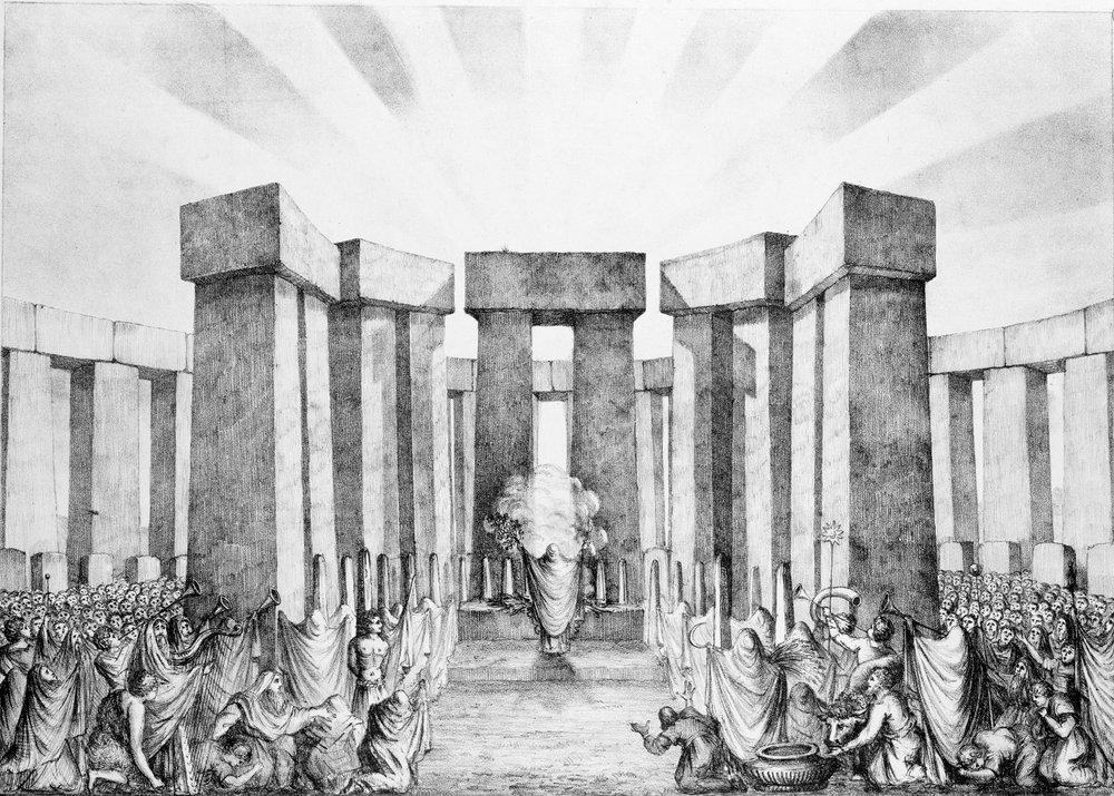 Druids Sacrificing to the Sun in their Temple called Stonehenge, from a ...
