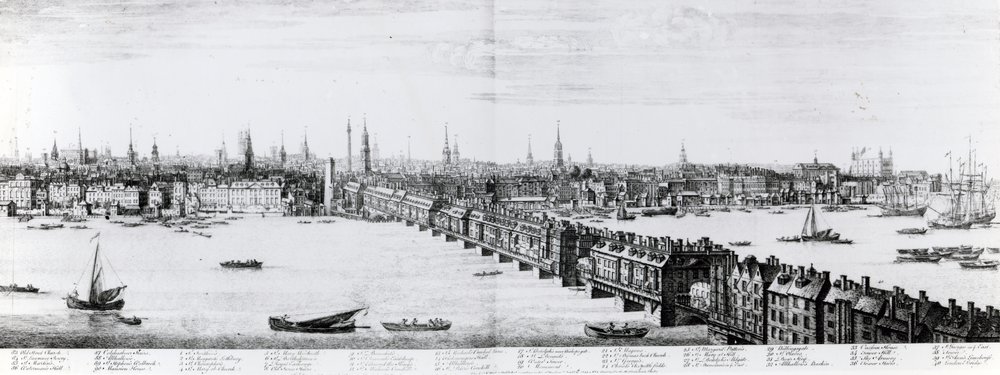 West Front of London Bridge by Nathaniel and Samuel Buck