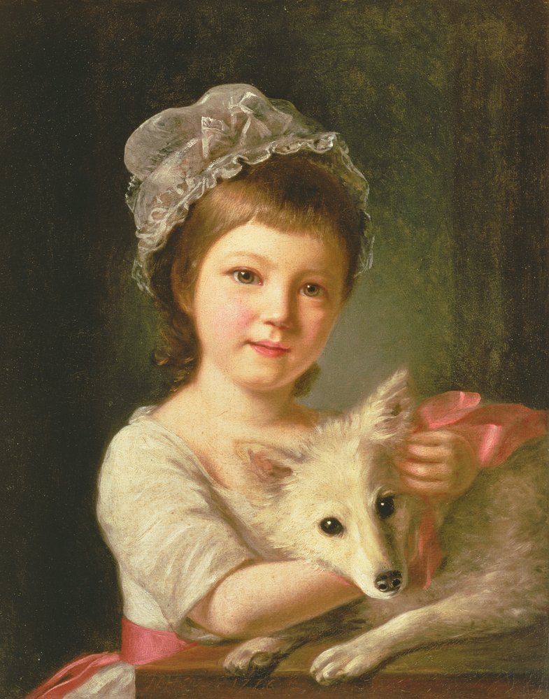 Young Girl with a Dog by Nathaniel Hone: Fine art print
