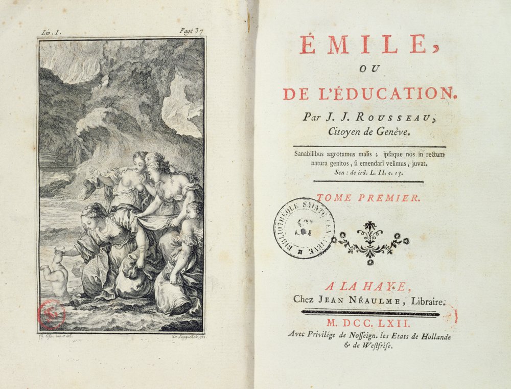 Frontispiece for Emile by Jean-Jacques Rousseau, 1762
