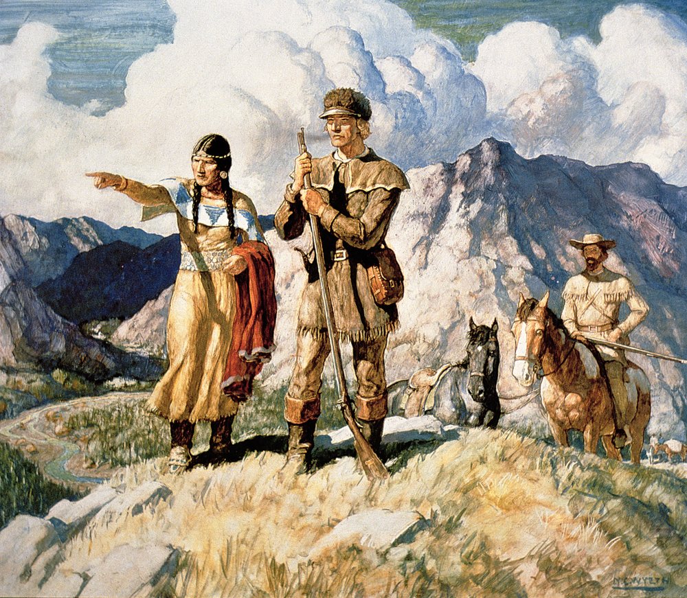 Sacagawea with Lewis and Clark during their expedition of 1804-06