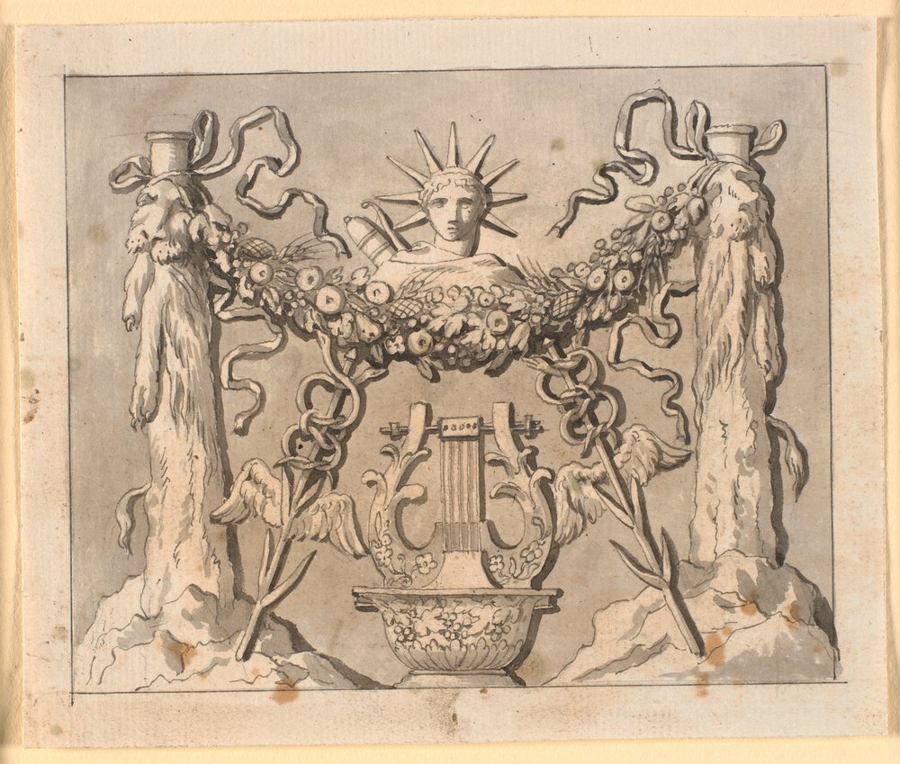 Decorative Composition with the Pillars of Hercules, Apollo's Head, and ...