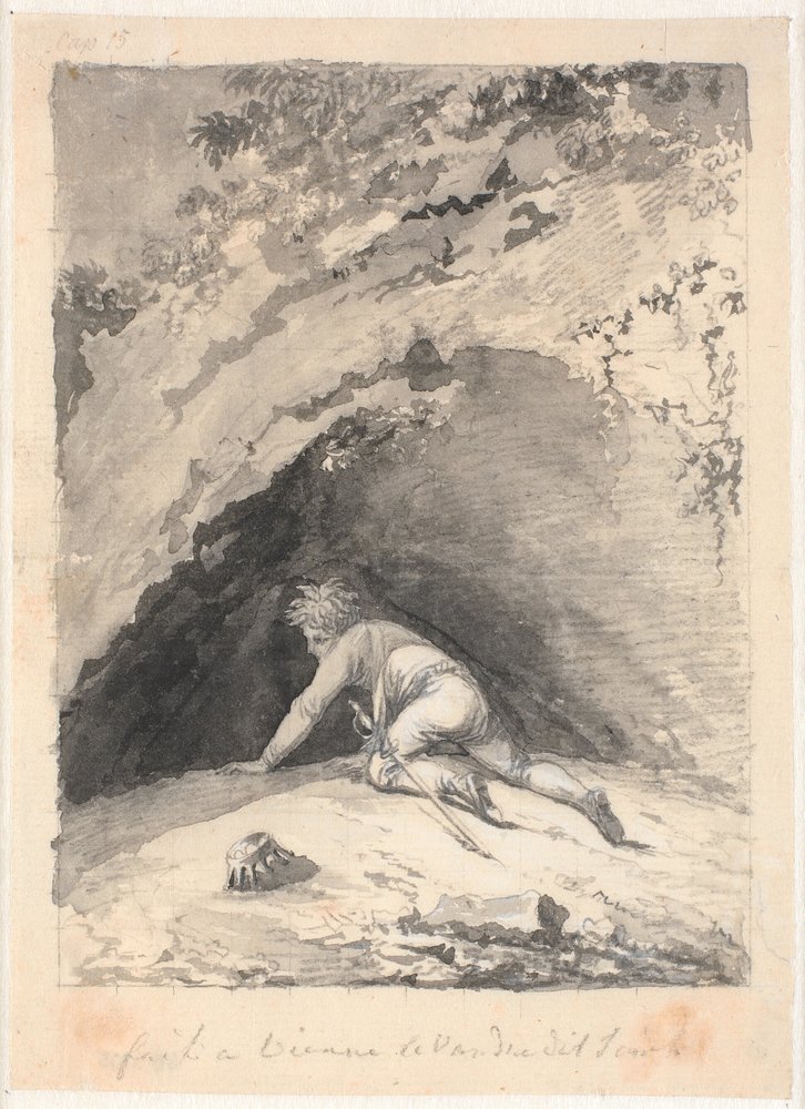 Niels Klim Crawling into the Cave by Nicolai Abildgaard