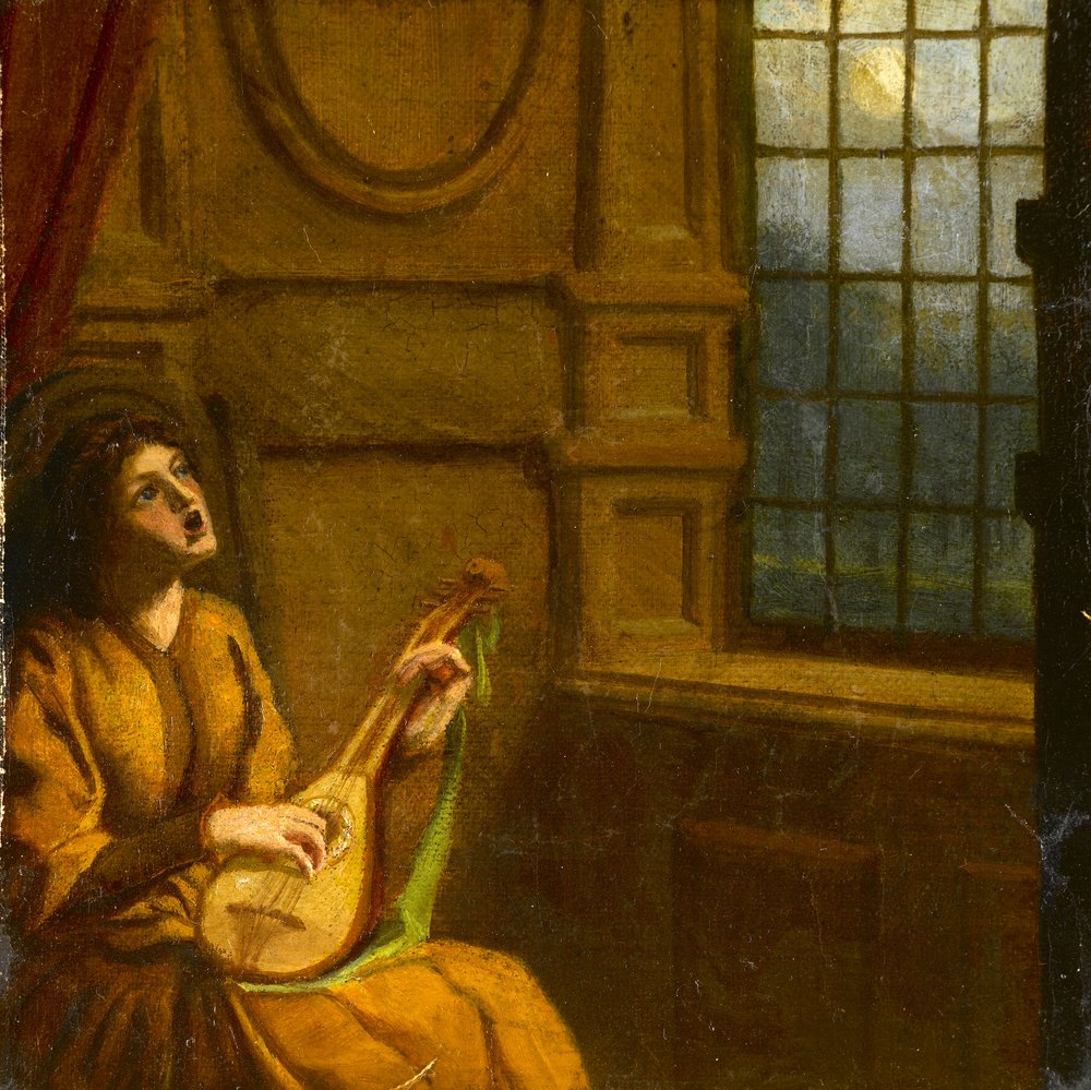 Young Girl Playing Lute by the Window, c.1920 by Noel Rooke