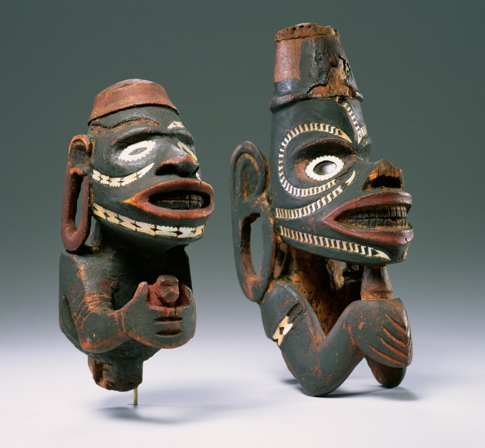 Canoe prow figureheads possibly from the Solomon Islands