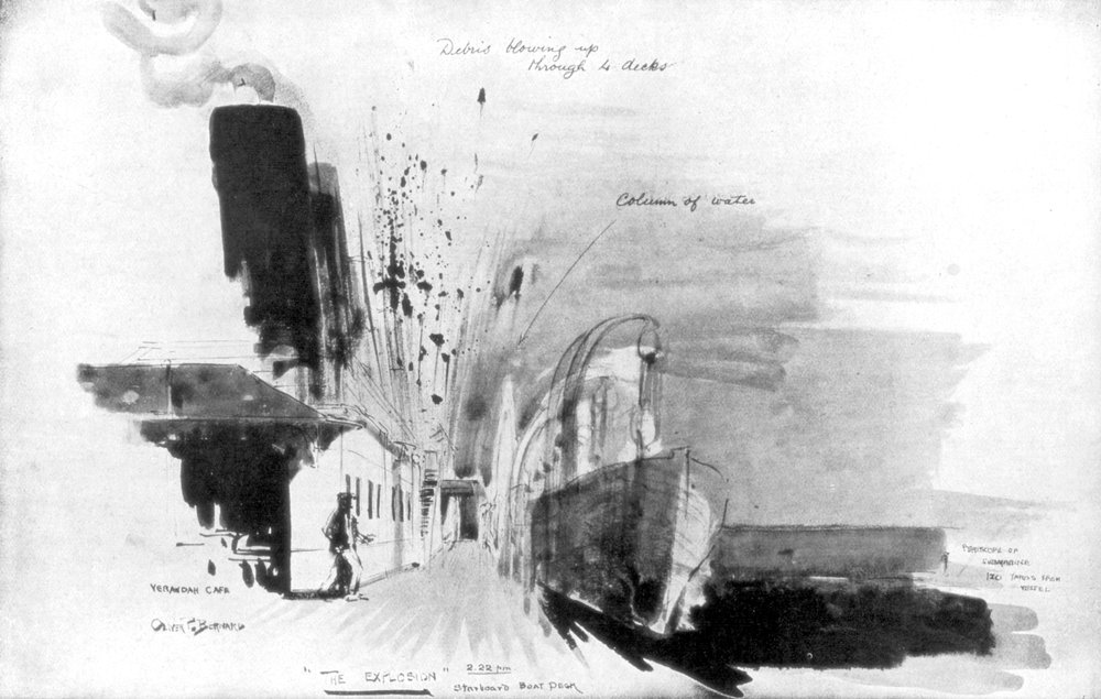 The Moment a Torpedo from German Submarine U-20 Hit the RMS Lusitania