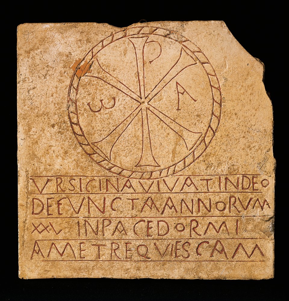 Christian inscription with the monogram of Christ, found in Rome, Early ...