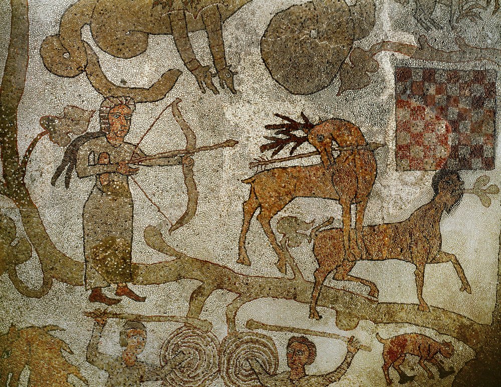 The Goddess Diana Killing a Stag from the Mosaic Floor of the Cathedral ...