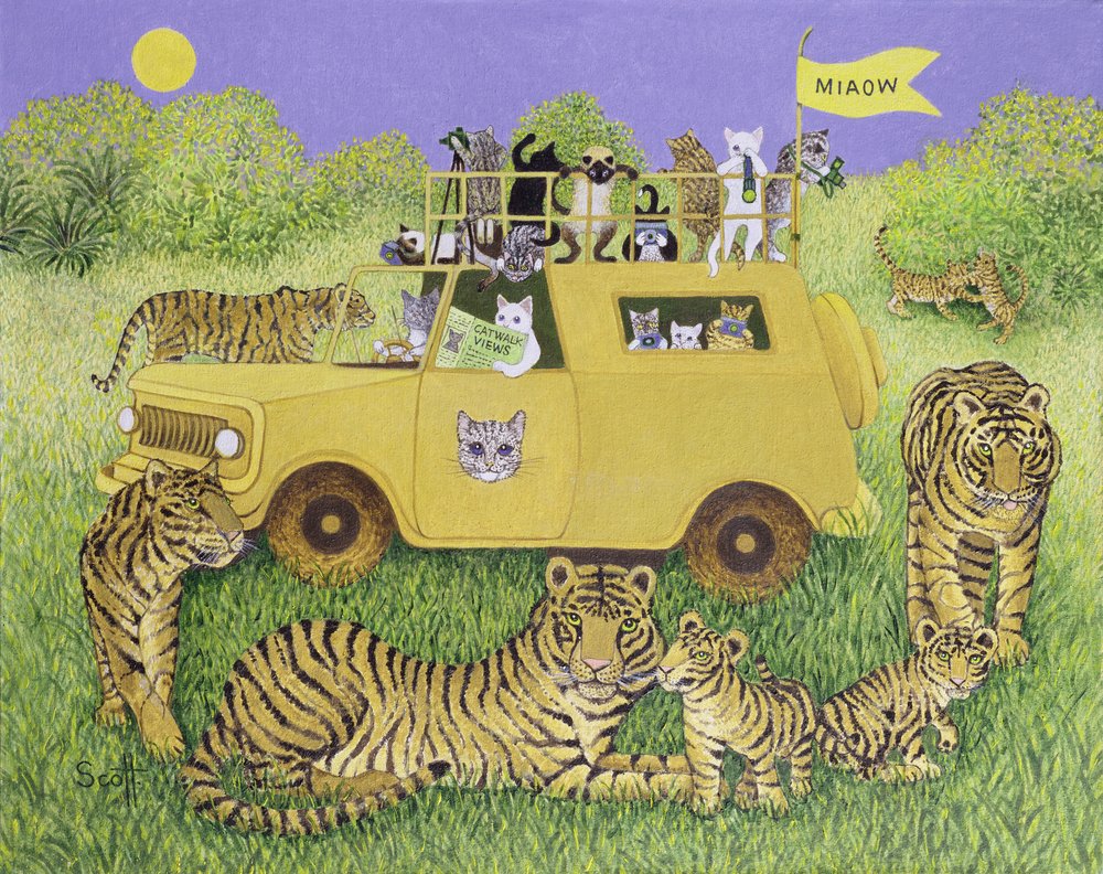 Cat Safari by Pat Scott: Highest-quality art reproduction