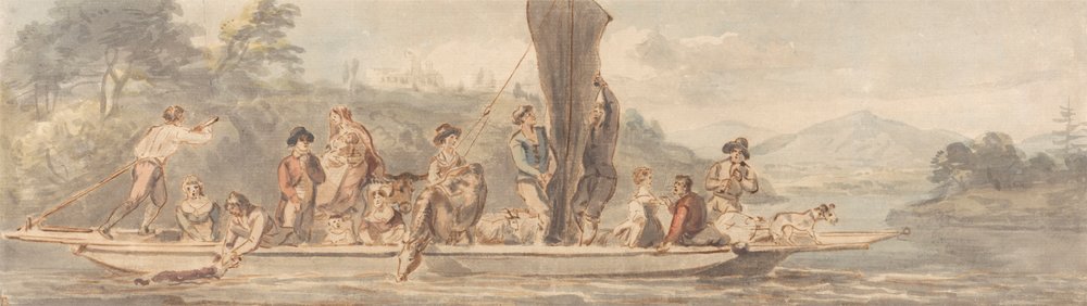 River Ferry with Many Passengers and Animals by Paul Sandby
