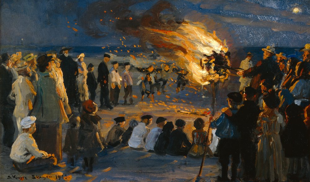 Midsummer Fire at Skagens Beach by Peder Severin Krøyer