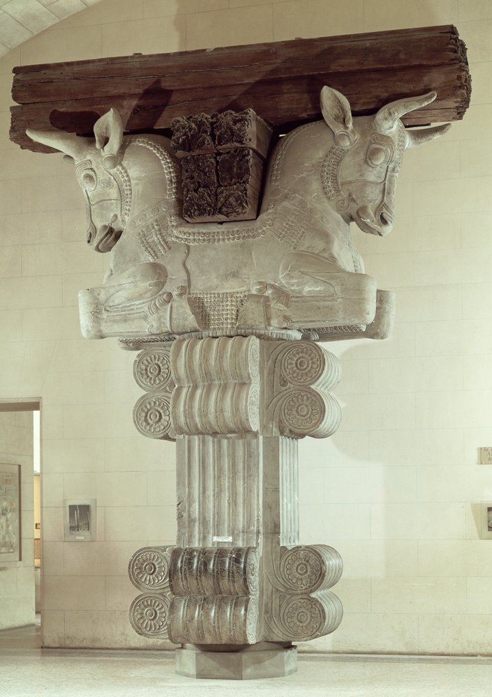 Capital in the Persian style from a column in the Apadana, from the ...