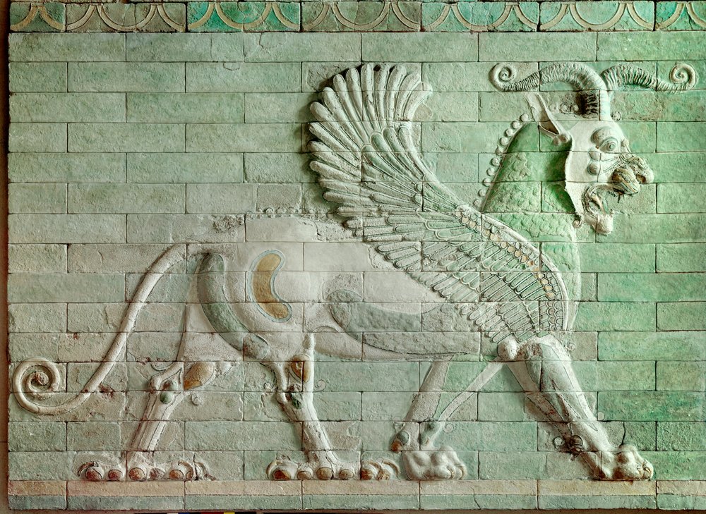 Persian period rouenide (Iran): low relief in enamelled brick ...