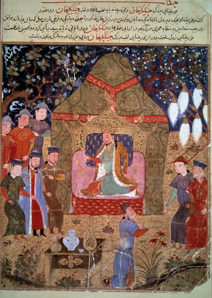 The court of Mongolian Emperor Genghis Khan, representing the Persian ...