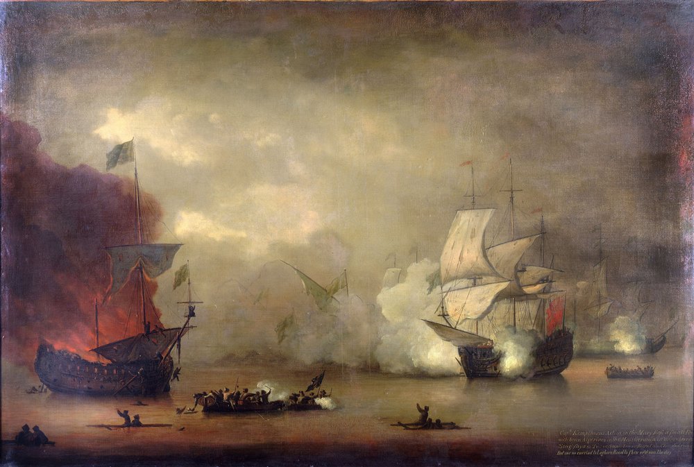 Naval Combat Between the HMS 'Mary Rose' and Seven Pirate Algerines off ...
