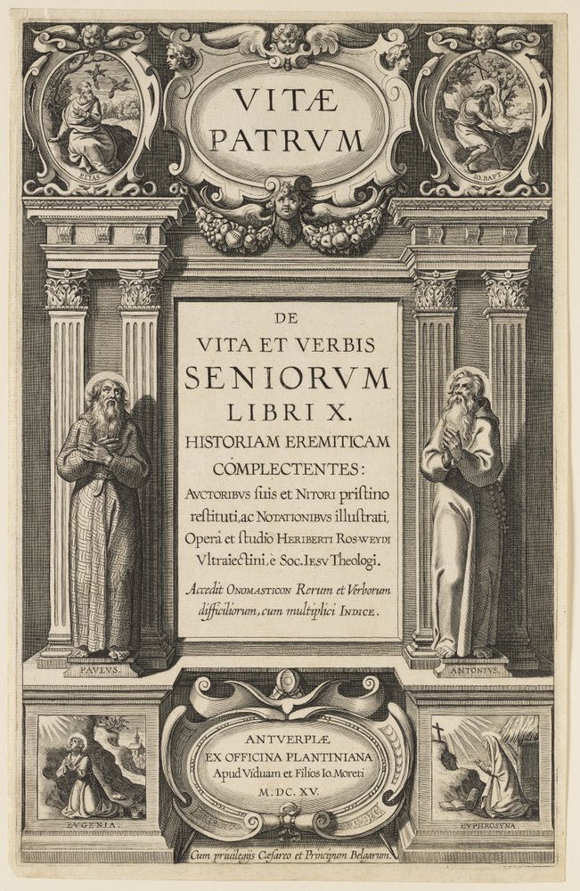 Frontispiece for 'Lives of the Fathers' by Heribert Rosweyde, engraved by Theodor Galle