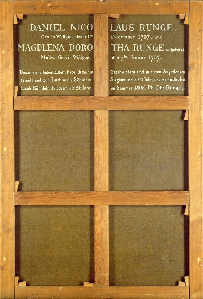 Inscription on the Back of the Painting, 'The Artist's Parents', 1806