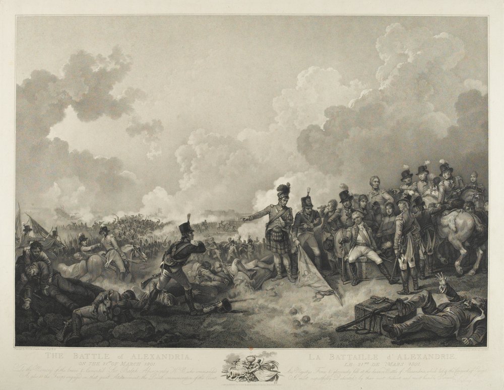 The Battle of Alexandria, with General Abercrombie sitting wounded ...