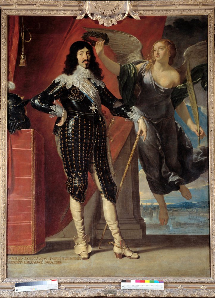 Portrait of Louis XIII (1601-1643) crowned by Victory. Painting by Philippe de Champaigne (1602 ...