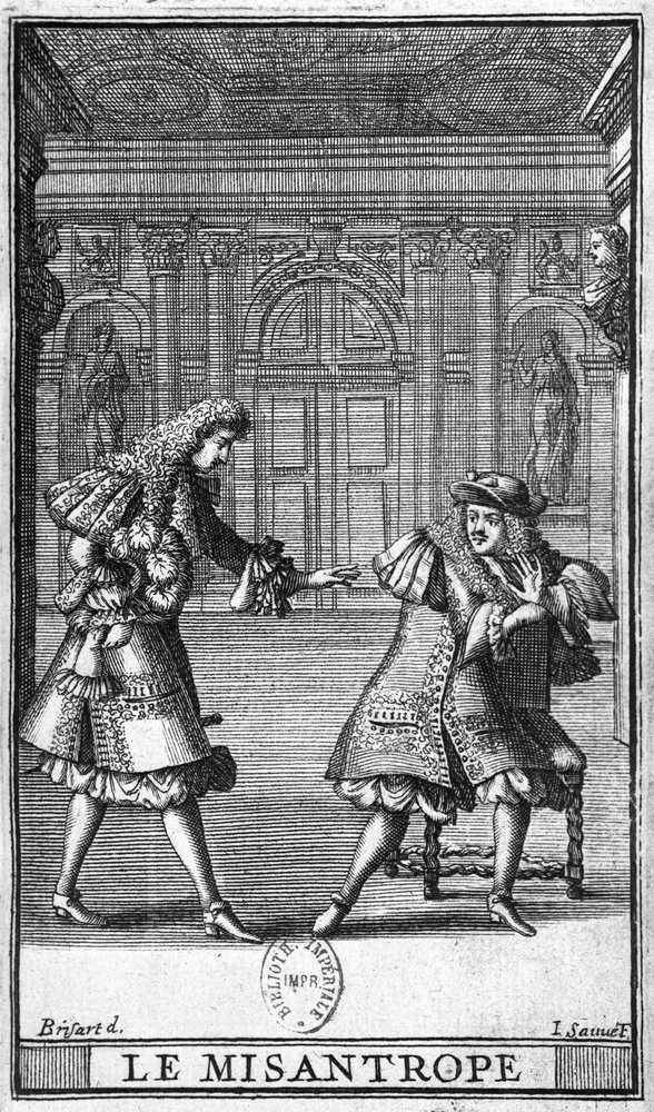 Scene from 'Le Misanthrope' by Moliere, engraved by Jean Sauve