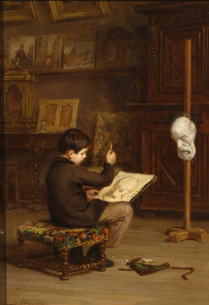 Young Boy Drawing from a Cast Head, 1879