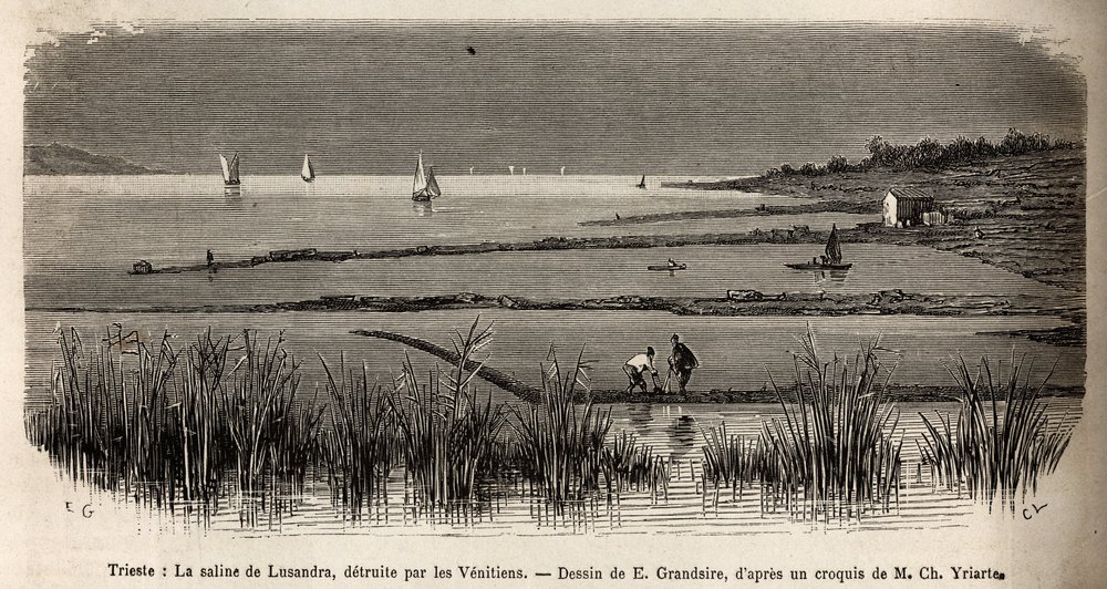The saline of Lusandra near Trieste, destroyed by the Venetians ...