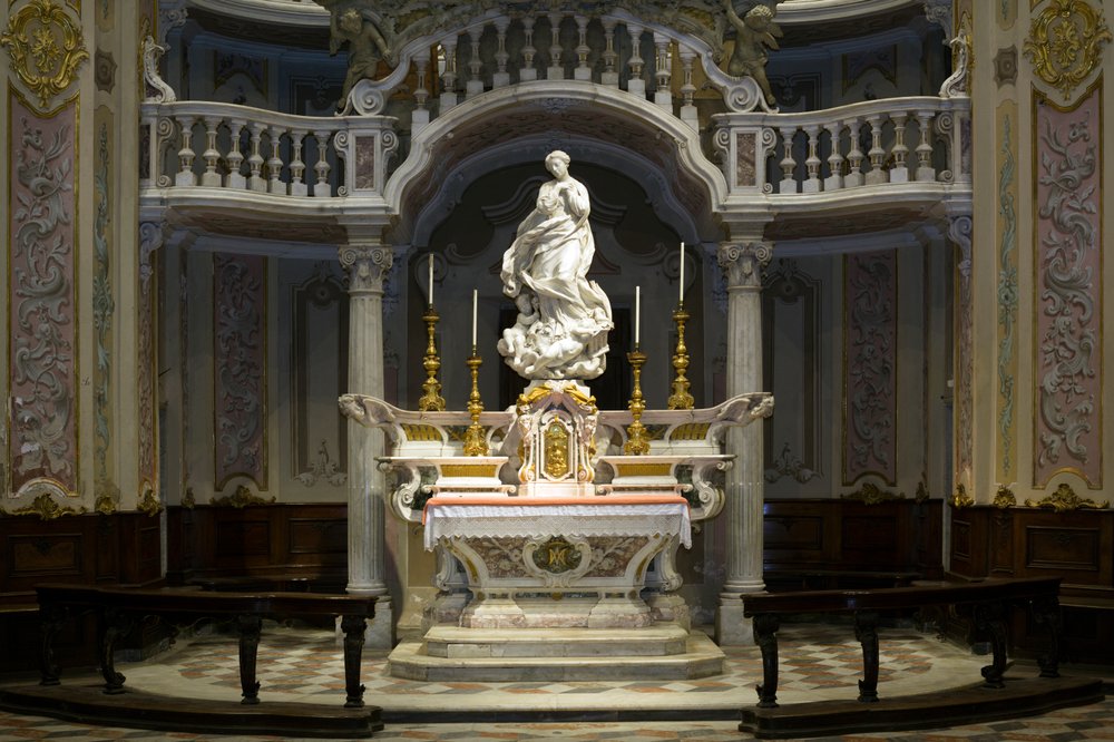The Immaculate Conception, Santa Maria Immaculate placed on the altar of the scenographic chapel ...