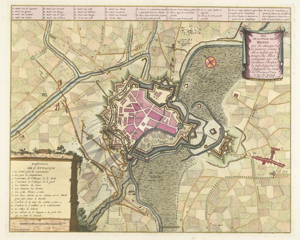 Map of the Siege of Menen, 1706 by Pieter van Call (II)