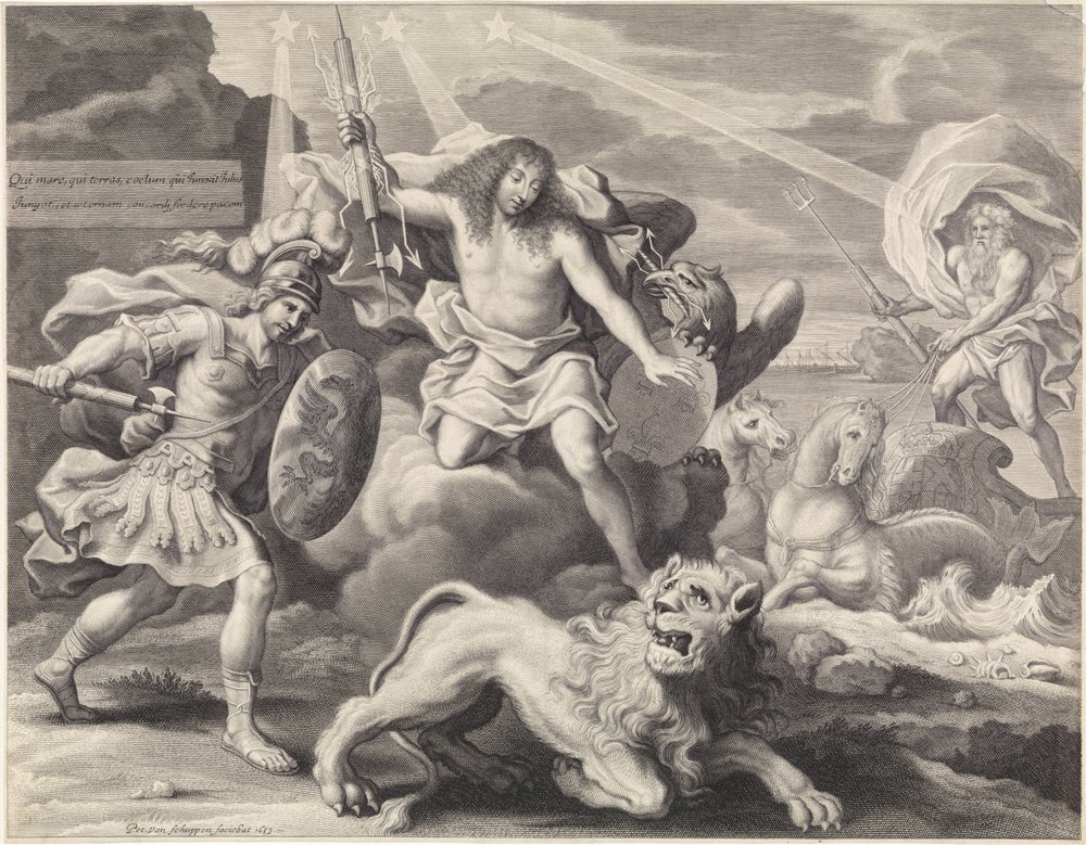 Promotional Print with Allegorical Representation of Louis XIV as ...