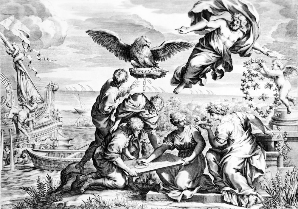 Allegory of the Barberini Family, print made by Karl Audran