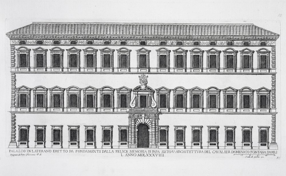 View of the facade of the Lateran Palace, Rome, commissioned by Pope ...