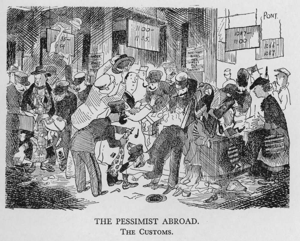 The pessimist abroad; the customs by Pont: Fine art print