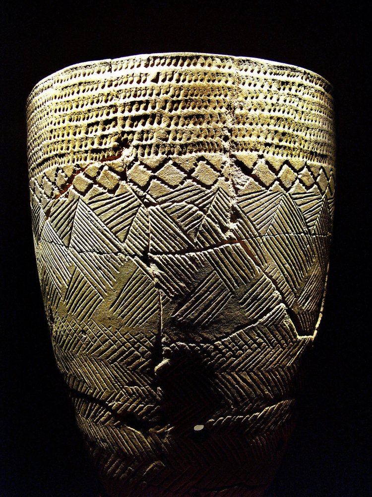 Pottery with 'comb tooth' decor, circa 8000 BC of the Neolithic Period ...