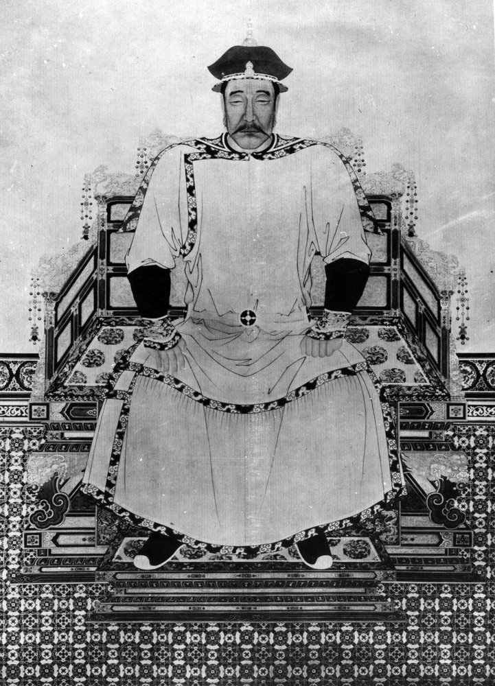 Portrait of Hong Taiji by Qing Dynasty Chinese School