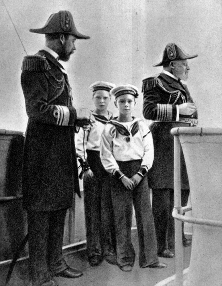 King Edward VII with his son George and his two eldest grandsons