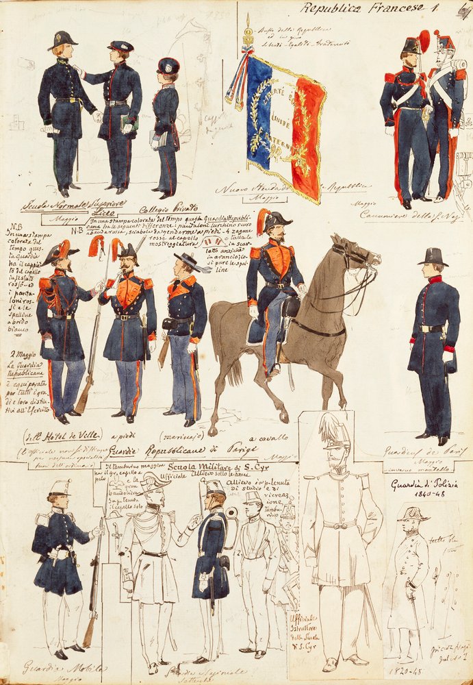 Various uniforms of Republic of France, by Quinto Cenni