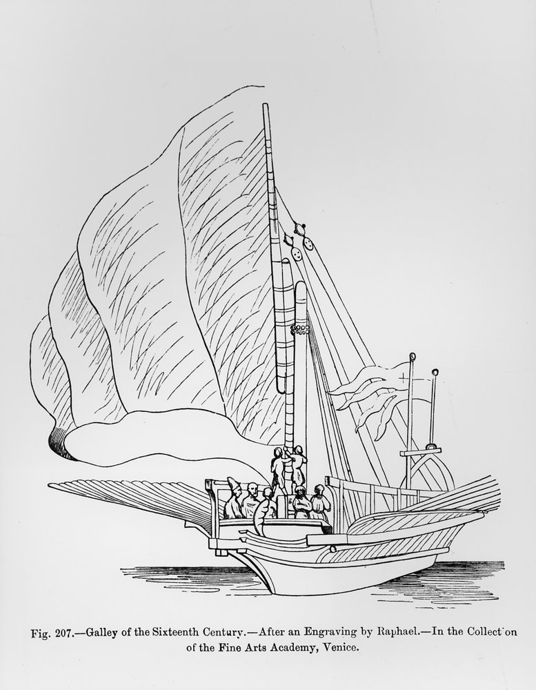 Galley of the 16th century, illustration from Science and Literature in ...