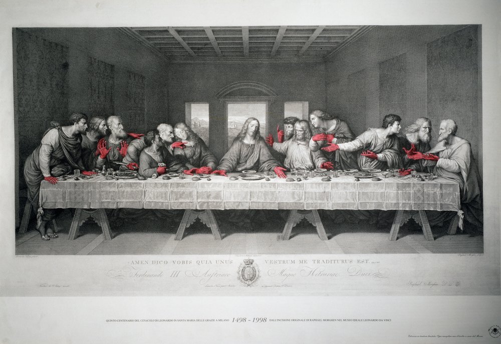 Engraving made to mark 5th centenary of Last Supper by Leonardo da ...