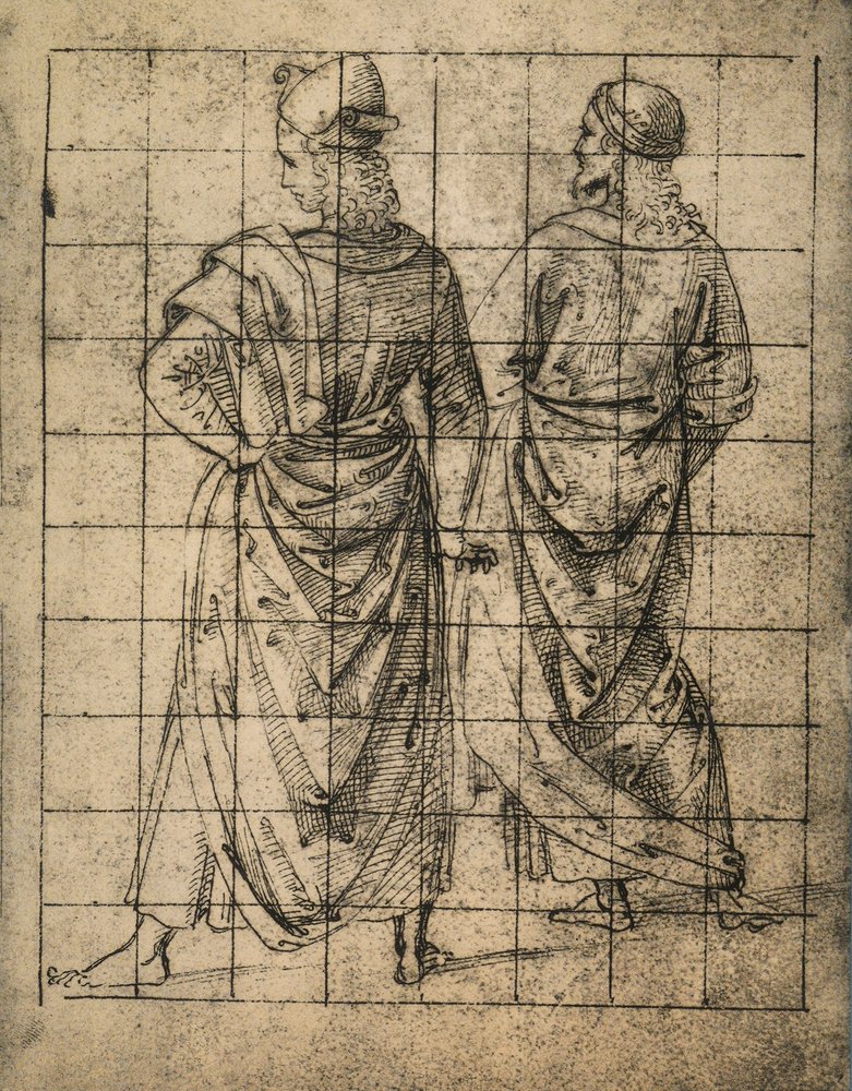 Two Standing Male Figures, Rear View