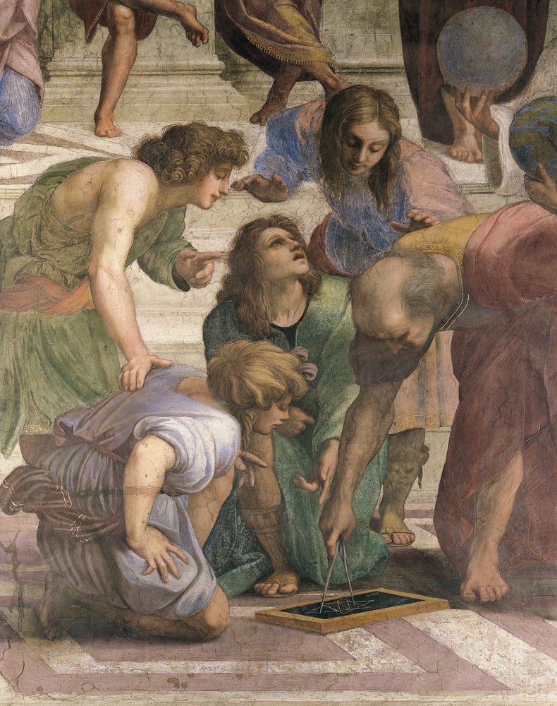 Euclid Drawing the Figure of Hexagram with Compass (detail of The ...