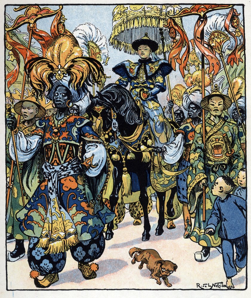 Aladdin goes to the Sultan's Palace: illustration for the tale 'Aladdin ...