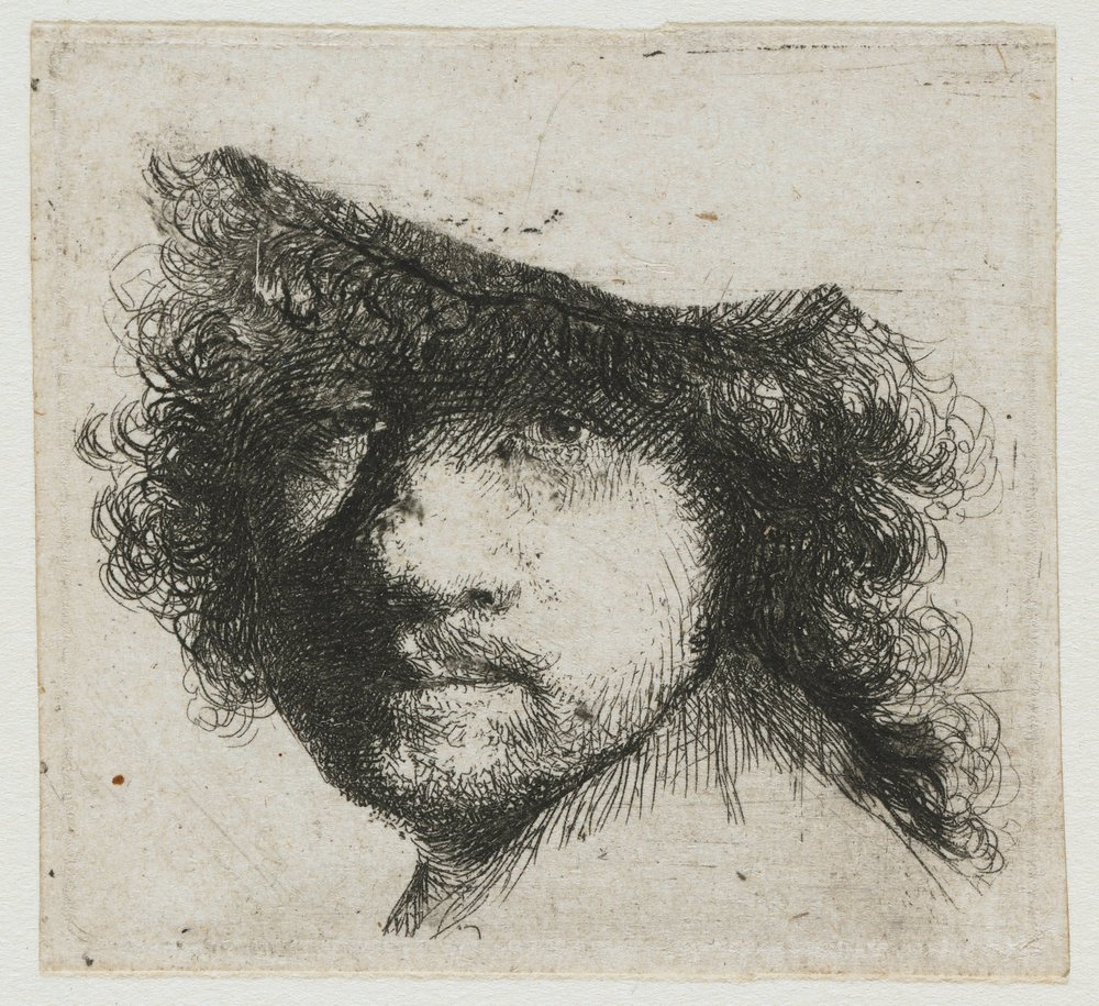 Sheet of Studies: Head of the Artist by Rembrandt van Rijn