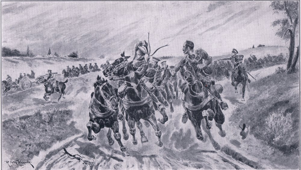 British Artillery Getting into Position at the Battle of Mons