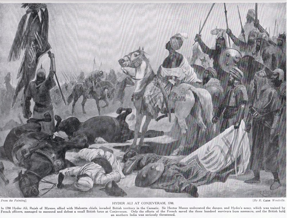 Hyder Ali at Conjeveram in 1780, illustration from Hutchinson's History ...